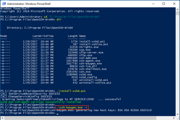How to Install an OpenSSH Server/Client on A Windows 2016 Server