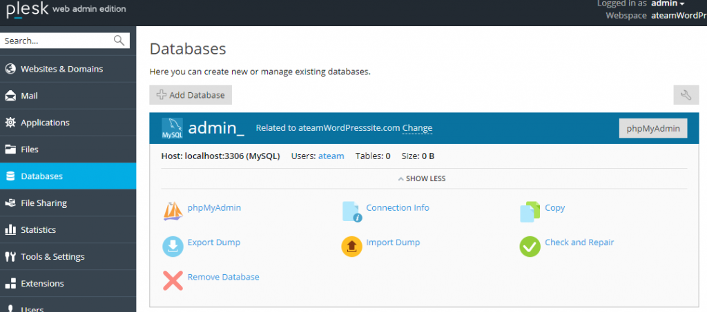 How To Backup & Restore A Database Using Plesk hosting Control Panel