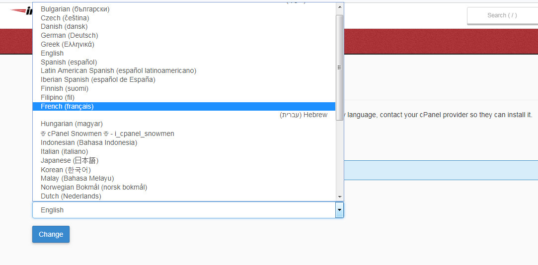 How to Change your cPanel Language