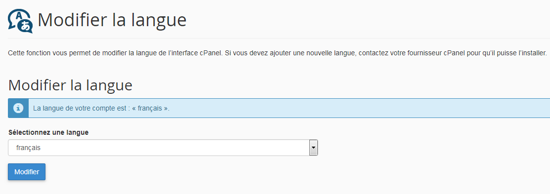 How to Change your cPanel Language