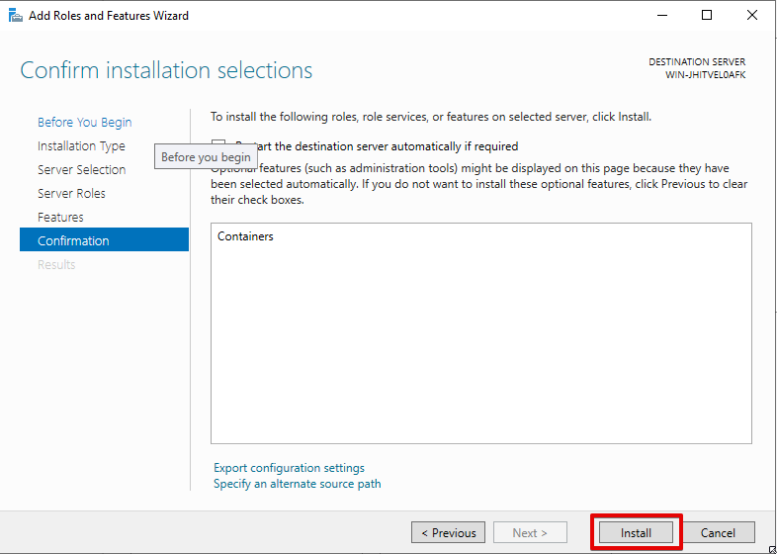 How to install Windows Server 2022 Container host